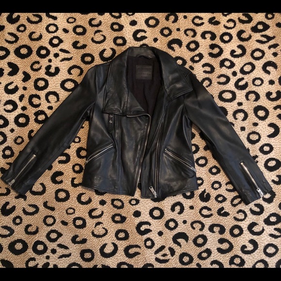 All Saints | Jackets & Coats | All Saints Black Leather Biker Jacket ...